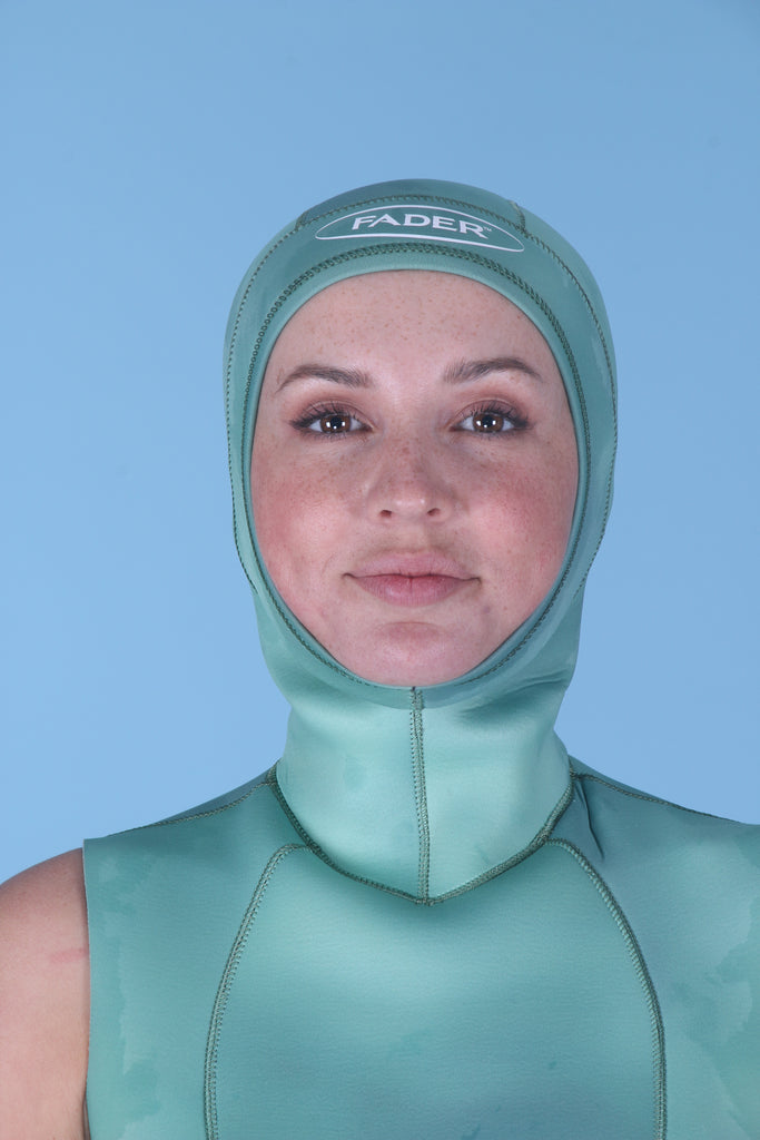 Women's 3mm Freediving Open-Cell Hooded Vest (Emerald-Green) - Fader Wetsuits